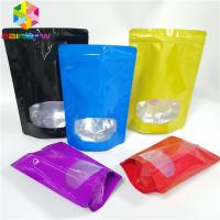 China Glossy Aluminum Foil Pouch Packaging Stand Up Mylar Smell Proof Heat Seal With Window for sale