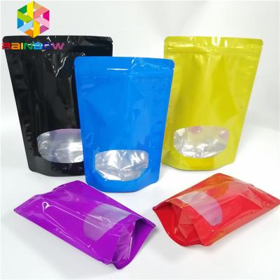 China Glossy Aluminum Foil Pouch Packaging Stand Up Mylar Smell Proof Heat Seal With Window for sale