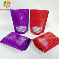 China Glossy Aluminum Foil Pouch Packaging Stand Up Mylar Smell Proof Heat Seal With Window for sale