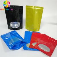 China Glossy Aluminum Foil Pouch Packaging Stand Up Mylar Smell Proof Heat Seal With Window for sale