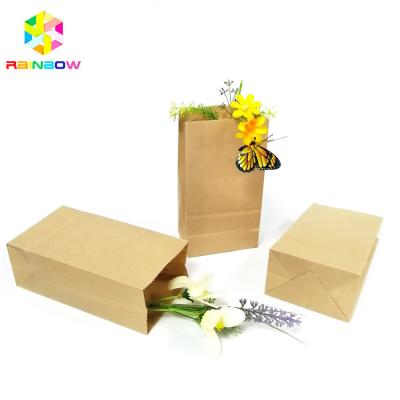 China Food Grade Kraft Paper Flat Bottom Bag Biodegradable Grease Proof Snack Packaging for sale
