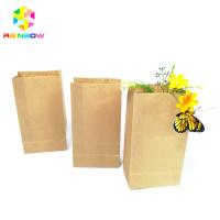 China Food Grade Kraft Paper Flat Bottom Bag Biodegradable Grease Proof Snack Packaging for sale