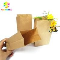 China Food Grade Kraft Paper Flat Bottom Bag Biodegradable Grease Proof Snack Packaging for sale