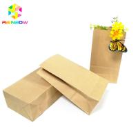 China Food Grade Kraft Paper Flat Bottom Bag Biodegradable Grease Proof Snack Packaging for sale