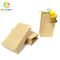 China Food Grade Kraft Paper Flat Bottom Bag Biodegradable Grease Proof Snack Packaging for sale