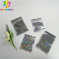 China Hologram Foil Pouch Packaging Heat Seal Star Flash Mylar Plastic Three Side Seal Zipper Bag for sale
