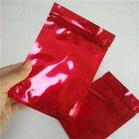China Food Grade Material Zip Lock Pouch Smell Proof Glossy Red Mylar Bags For Pills / Weed for sale