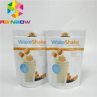China Resealable Stand Up Zipper Pouch Bags Milk - Tea Powder Packaging Glossy Finished Full Printing for sale