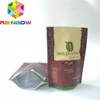 China Rainbow Custom Plastic Stand Up Pouch Resealable Coffee Bag Top Up k With Valve for sale