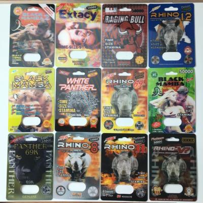 China Recyclable Paper Card Packaging Panther Rhino 25k Male Enhancement Pill Pack for sale