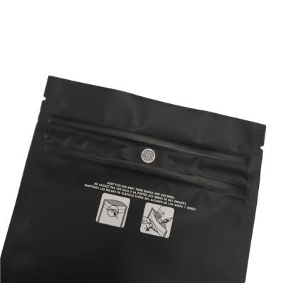 China Matte Black Child Resistant k Pouches Smell Proof Carts Sativa Indica Weed THC Mylar Bag for sale