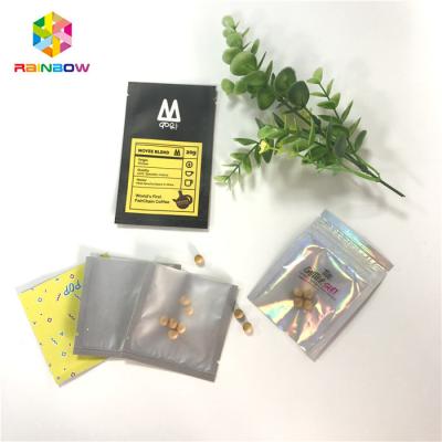China Smell Proof Heat Sealed Cosmetics Tablet Pills Packaging Mini 3x5 Inches With Clear Back for sale