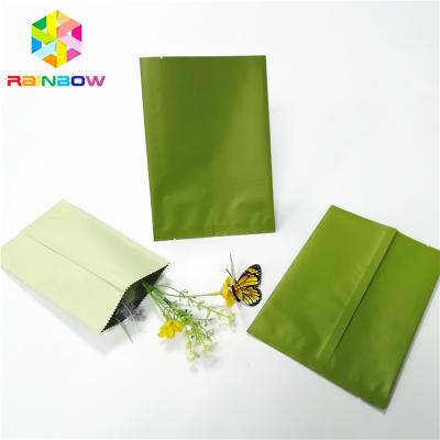 China Light Green Back Center Heat Seal Bags Custom Logo Foil Food Powder Candy Pouch for sale