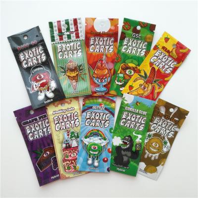 China Vape Cartridge Aluminum Foil Packaging Bags Exotic Cart Pouch Custom Logo for sale