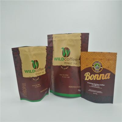China Coffee Beans Custom Printed Stand Up Pouches Clear Bottom Food Packaging With Zipper for sale