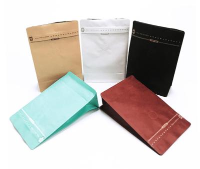 China Flat Bottom Tea Bags Packaging Custom Printed Resealable Kraft Paper With Valve for sale