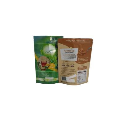 China Empty  Stand Up Aluminum Foil Plastic Bag Reusable Heat Sealed Organic Tea Green for sale