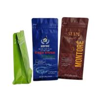 China Glossy Surface Tea Bags Packaging 250g Coffee Bags Flat Bottom Box Pouch Heat Seal for sale