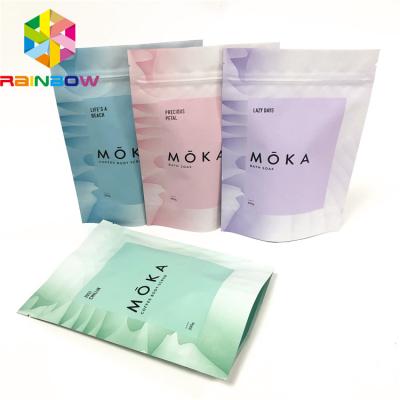 China Custom printed stand up pouches with  body scrub bags with tear notches for sale