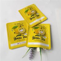 China Yellow glossy customized cosmetic packaging bag / foil flat green tea flavour skincare pouch for sale