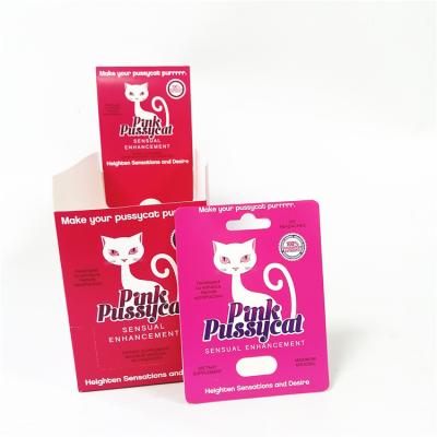 China Display custom printing paper cards tear notch line boxes Pink Pussycat card box for sale