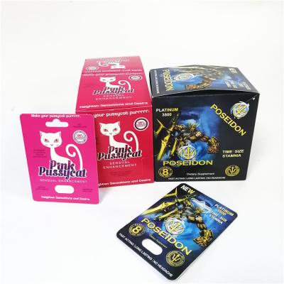 China Custom made male enhancement blister pill packaging Pink Pussycat card box for sale