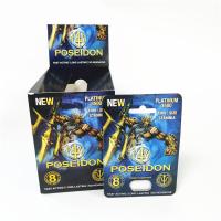 China custom printing paper cards tear notch line boxes blue red Poseidon card box with blister for sale
