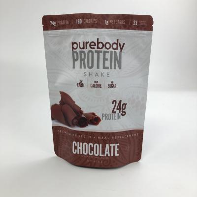 China Custom Printed Standing Up Empty Pouch Whey Protein Powder Packaging Mylar  Aluminum Foil Bags With Tear Notch for sale