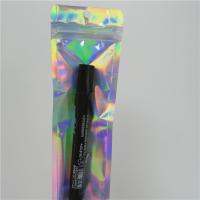 China Custom printed plastic hologram flat bags with zipper for make up tool pen packaging for sale