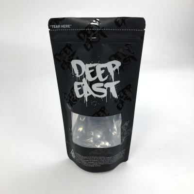 China Custom Printed Matt Black Aluminum Foil 250g 1kg 12oz With  Stand Up Pouch With Clear Window Bag for sale