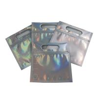 China Holographic Laser Cosmetic Packaging Bag CMYK  Handle for sale