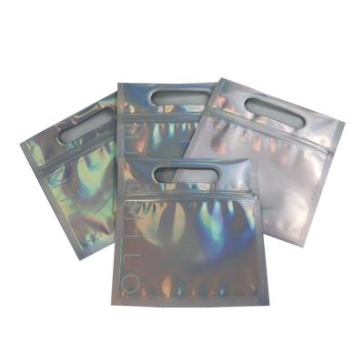 China Holographic Laser Cosmetic Packaging Bag CMYK  Handle for sale