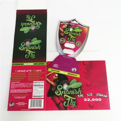 China Female Enhancer Pills Packaging Pink Pussy Cat Black Mamba Burro Paper Blister Card For Gold Capsule Bottle for sale