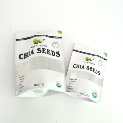 China Digital Printing Chia Seeds Tea Packaging Bag Food Grade Resealable Tea  Pouch With Clear Window for sale