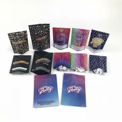 China Customized UV Child Proof 3.5g 7g Mini Sachets For Preroll Cookies Child Resistant Stand up Doypack for sale