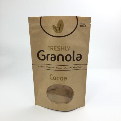 China 200g 300g 180mic Kraft Paper Coffee Bag With Clear Window for sale