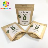 China Custom Printed Brown kraft Paper bags resealable stand up  paper packaging pouch for sale