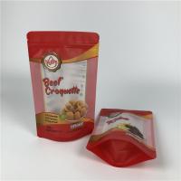 China Mini quantity digital printing cookie snack jerky beef packaging stand up zipper bag with clear window for sale