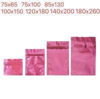 China Cosmetic Product Skin Care Cream Packaging Small Sachet Current Size Flat Transparent Shinny Bag Pink Red Rainbow Bag for sale