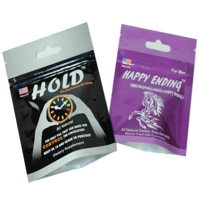 China Private Label Printed Hang Hole  Top Small Foil Male Sexual Pill Packaging Plastic Packaging For Pills Packaging for sale