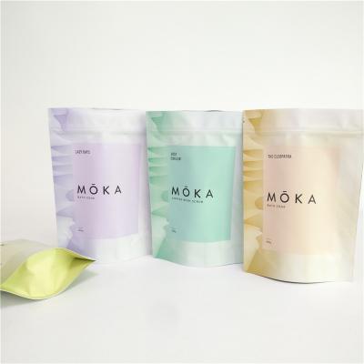 China Full Color Printing 200g Body Scrub Stand Up Pouch Aluminum Foil Empty Coffee Bag With Zipper for sale