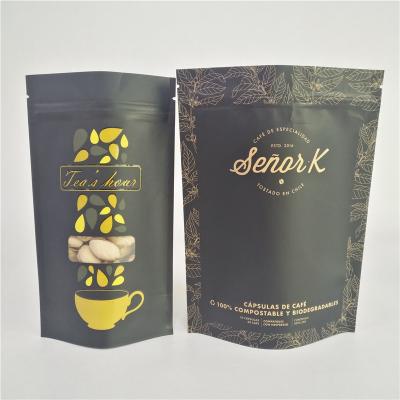 China Foil Lined Kraft Paper CMYK VMPET Coffee Stand Up Bag for sale