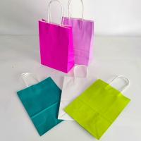 China Kraft Paper CMYK 350gsm cardboard Grocery Shopping Bags With Handle for sale