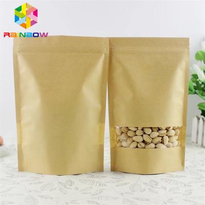 China Printed Own Logo  Stand Up Paper Bags For Food/Coffee Beans Window Packaging See through Bags for sale