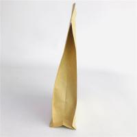 China Custom Accepted Quad Sealed Brown Kraft Paper Biodegradable Bags with Zipper for sale