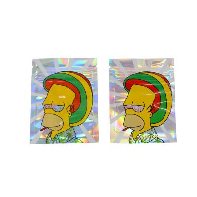 China Holographic Bag For CBD Weeds Gummy Candy Bear Mylar Zipper Bag Flavor Herb Flower Dry Tobacco Retail Bag for sale