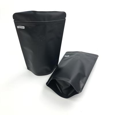 China OEM Custom 250G Black Logo Size Resealable Aluminum Foil Stand Up With Degassing Valves For Coffee Bean Packaging Pouch for sale