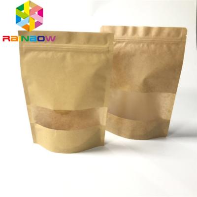 China Brown Kraft Paper Bags With  Paper Packaging With Window See Through Food Grade Bags for sale