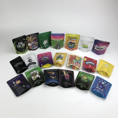 China 100micron VMPET Smell Proof Cookies Bag 3.5g 7g 14g Cannabies Mylar for sale