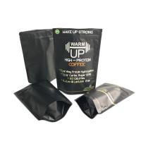 China Gold printing Coffee Bag Matte Black Finish Foil Stand Up Zipper Packaging Bag for sale